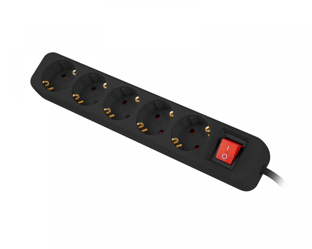 Lanberg Power Socket Extension 5-sockets 1.5 Meter - Black - MaxGaming.com