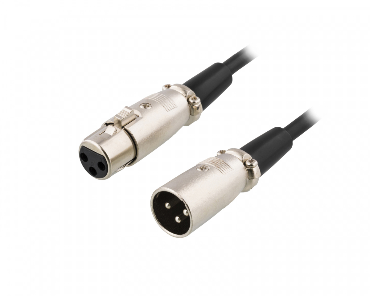 Deltaco XLR Cable, 3-pin Male - 3-pin Female, 2m - Black - MaxGaming.com