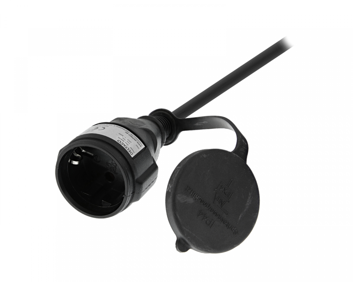 Deltaco Grounded extension Cable, Black - 10 meter - MaxGaming.com