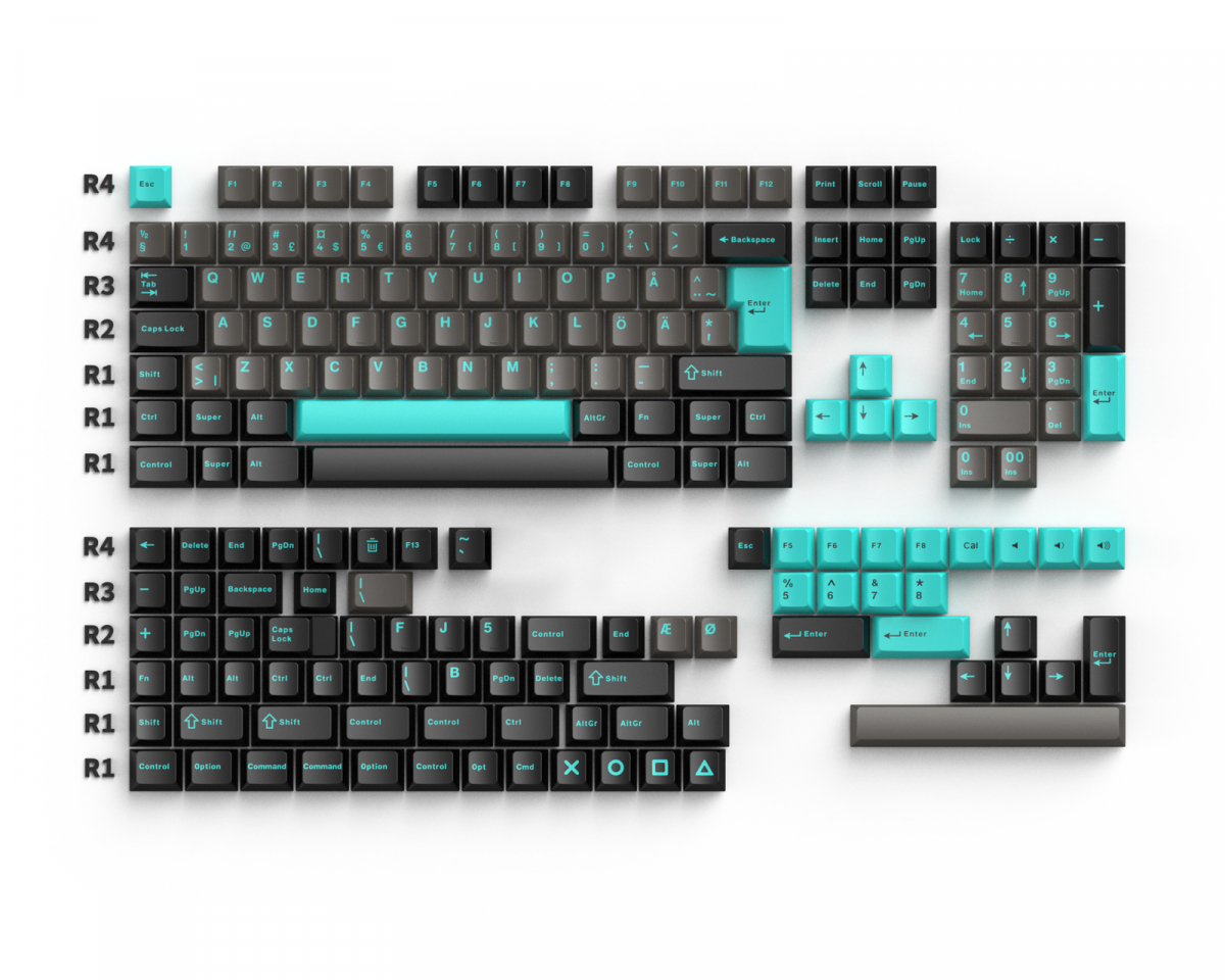 MaxCustom Arctic Dark PBT Double-shot Keycaps Set - MaxGaming.com