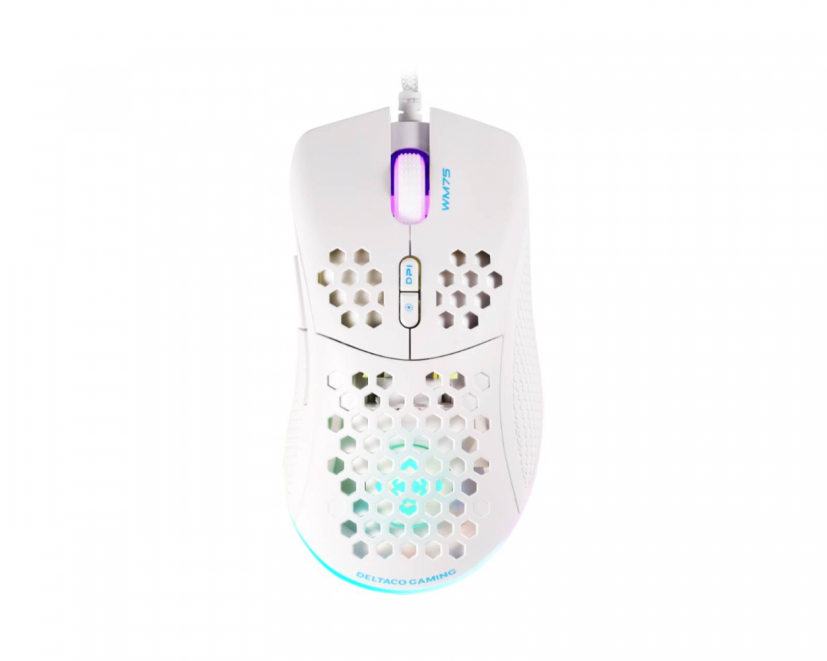 Deltaco Gaming WM75 Ultra-Light RGB Gaming Mouse - White - MaxGaming.com
