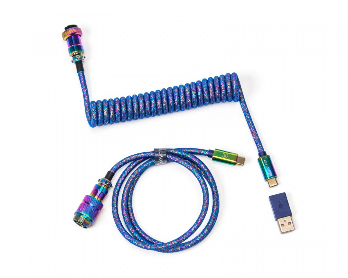 Keychron Premium Coiled Aviator Cable Type-C - Rainbow Plated Blue ...