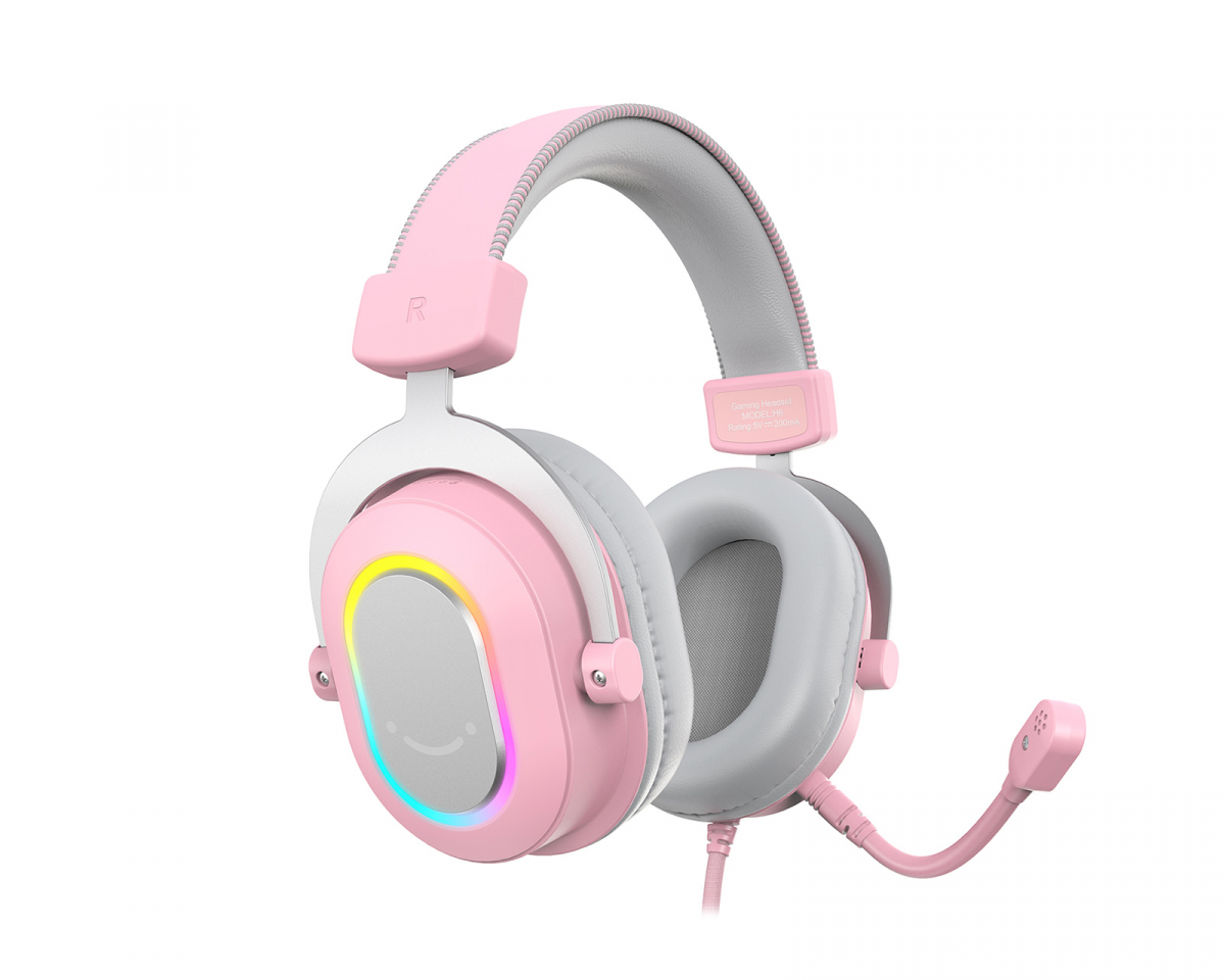Fifine H6 USB 7.1 Gaming Headset RGB - Pink - MaxGaming.com