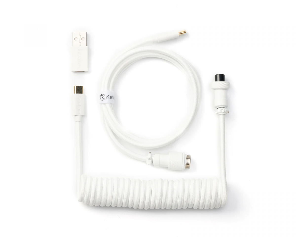 Keychron Custom Coiled Aviator Cable USB-C - White - MaxGaming.com