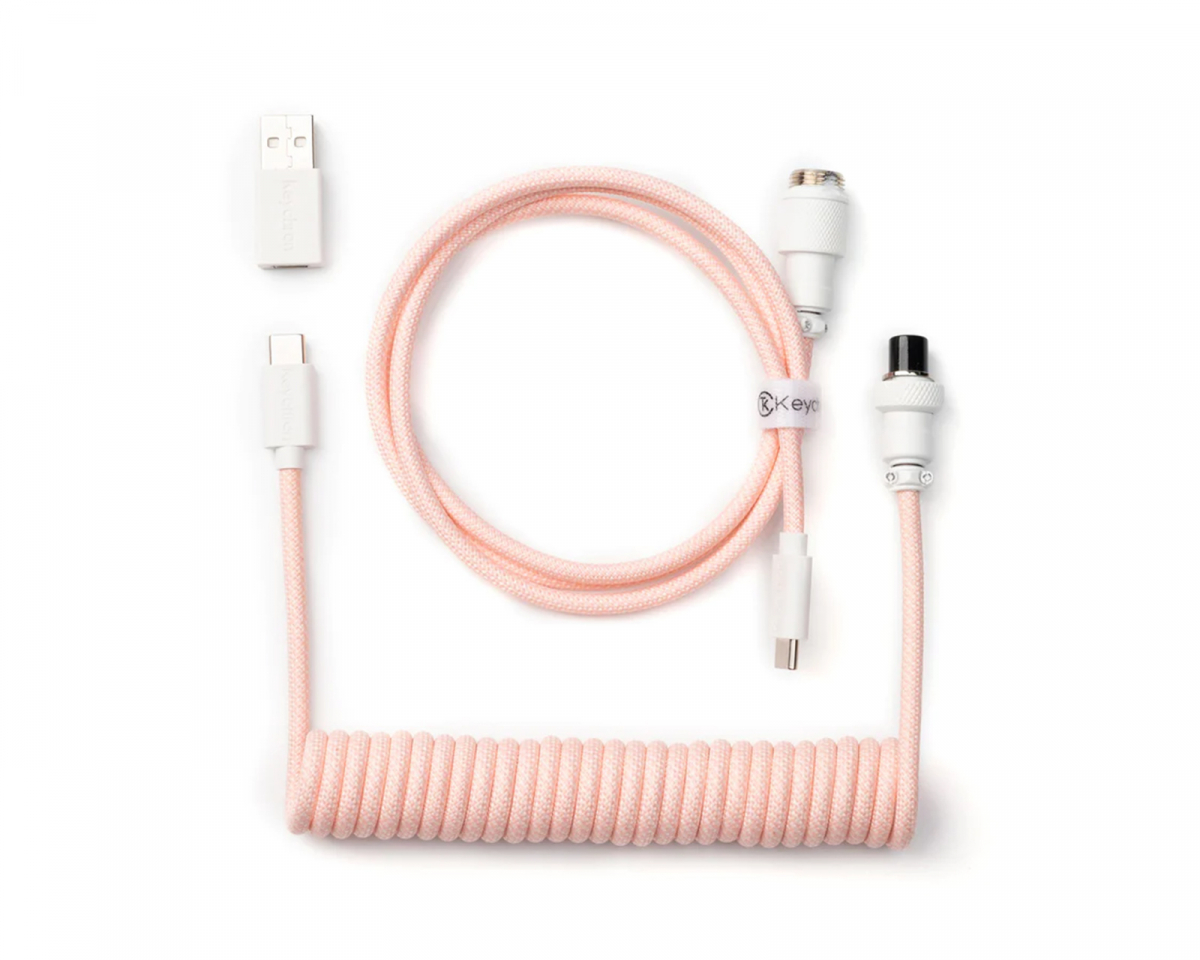 Keychron Custom Coiled Aviator Cable USB-C - Pink - MaxGaming.com