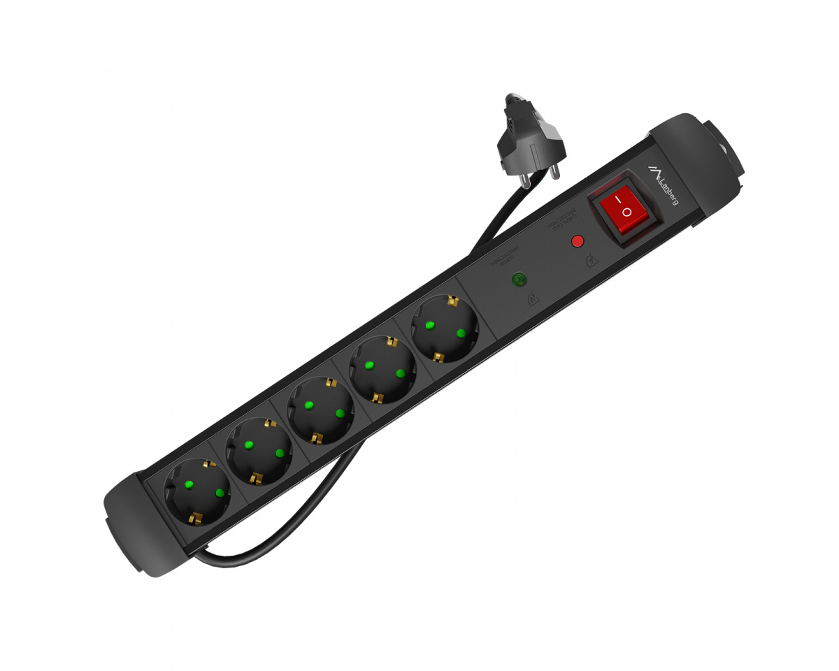 Lanberg Power Strip 5-Sockets with Surge Protector - 5m - Black ...