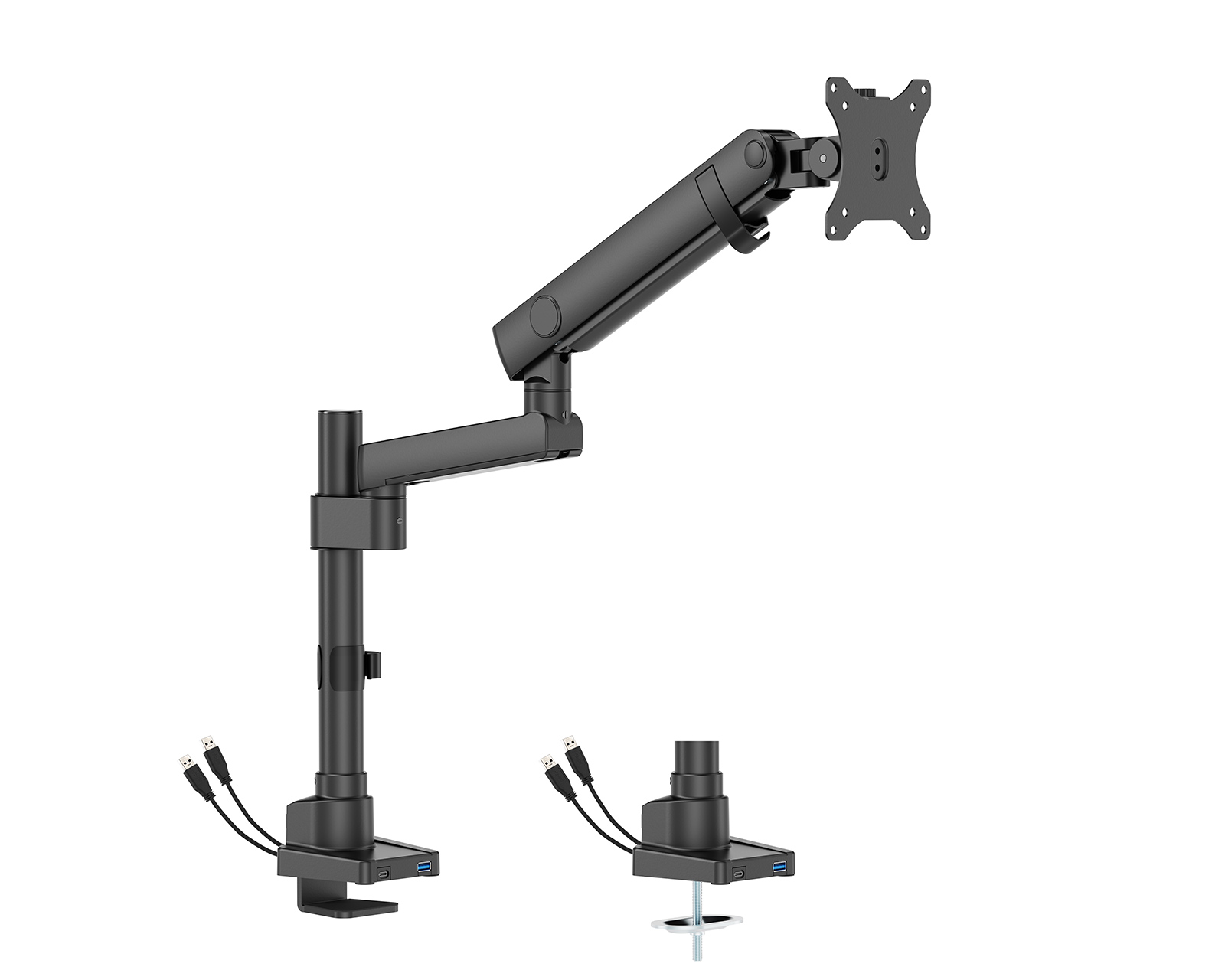 MaxMount Monitor Arm SLIM V2 with USB 3.0-Hub - 1 Monitor - MaxGaming.com
