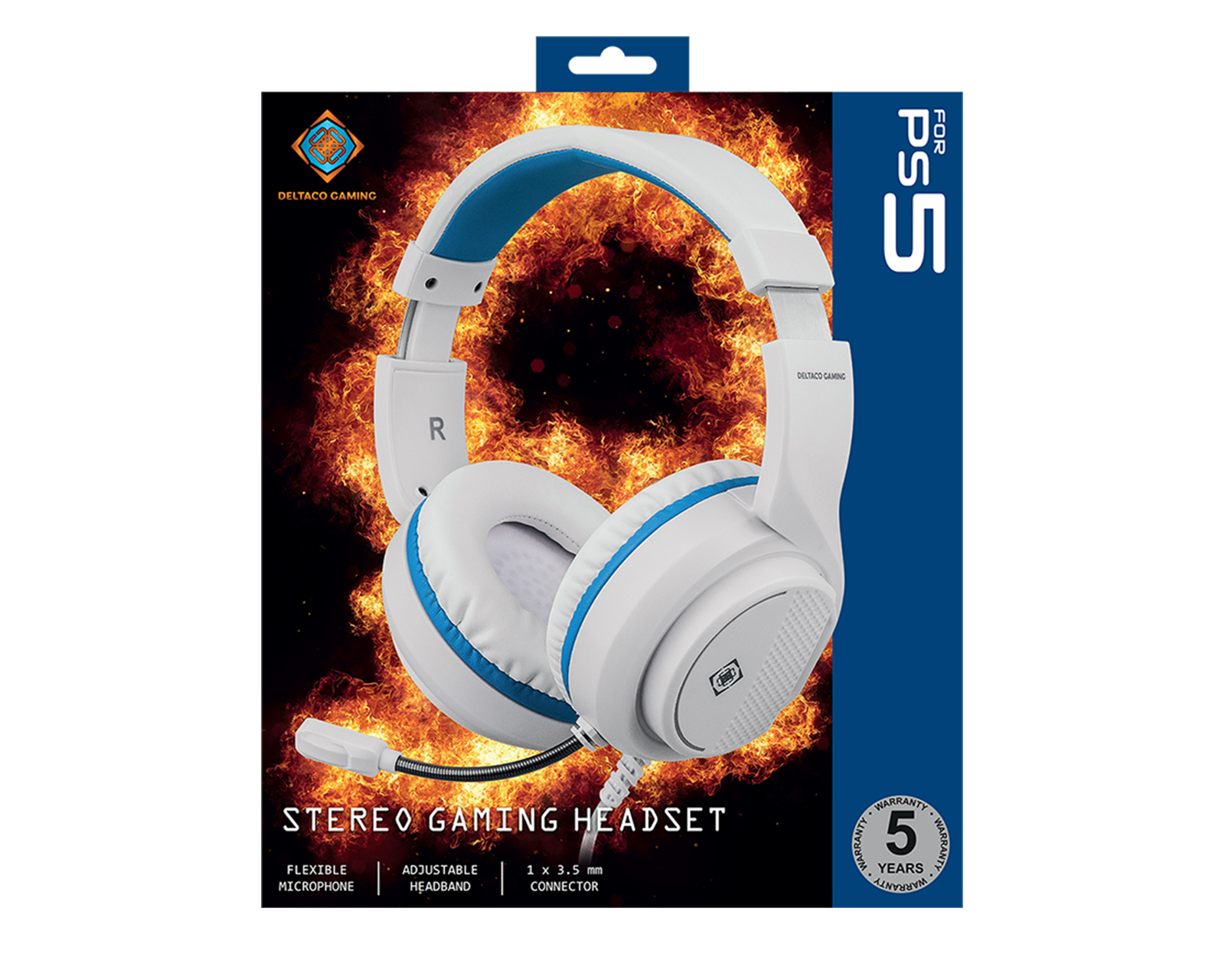 Deltaco Gaming GAM 127 Gaming Headset For PS5 White MaxGaming